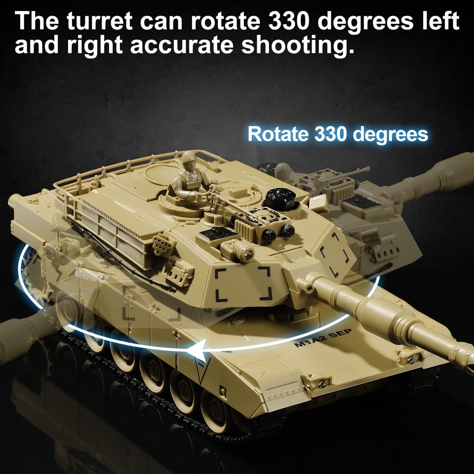 RC Military Tank Toy, US M1A2 Abrams Remote Control Army Tank with IR ...
