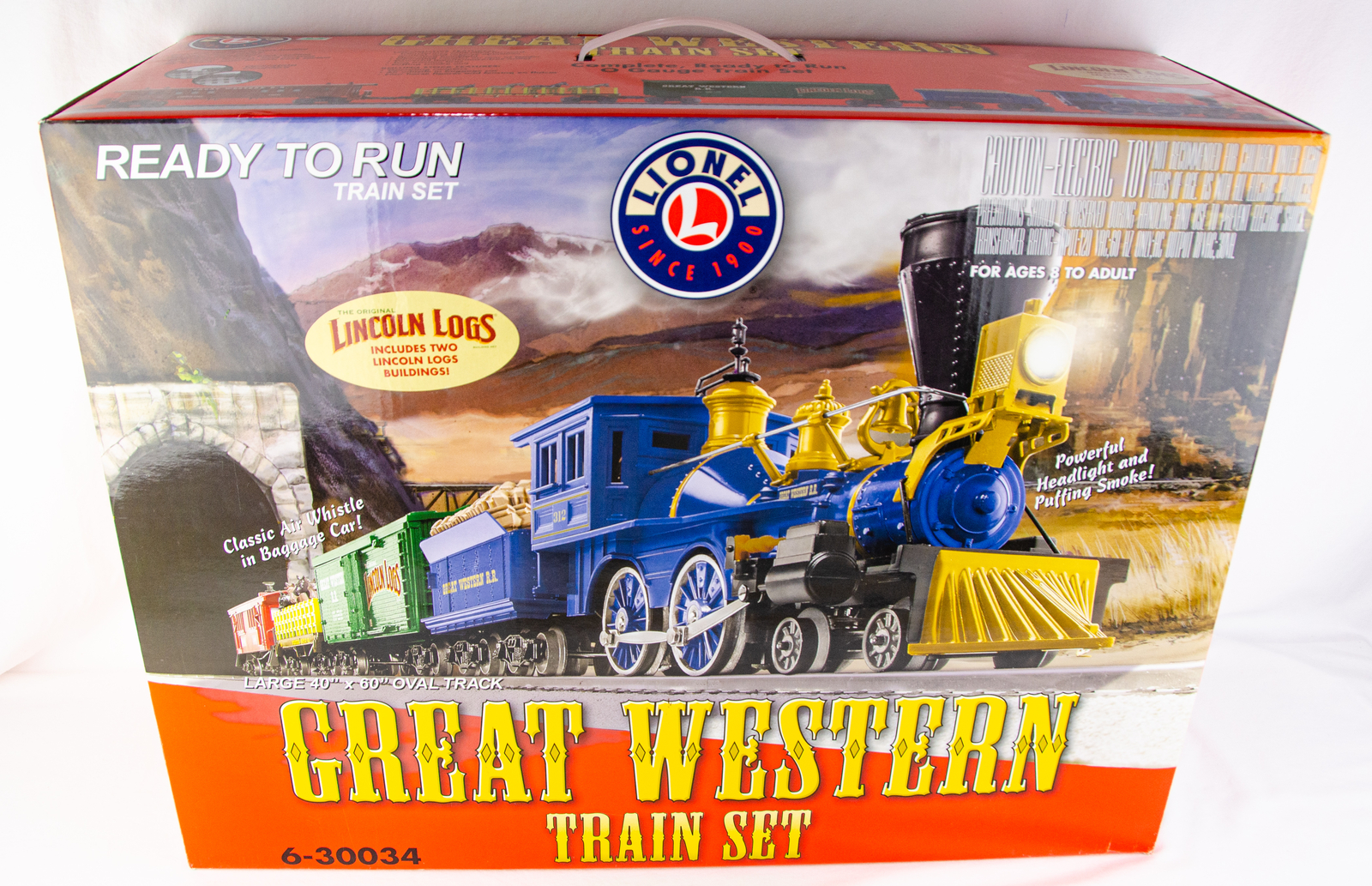 Lionel 1:48 O Scale Great Western Lincoln Logs Model Train Set 6-30034 ...