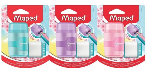 Maped Pastel Pencil Sharpener and Eraser Connect Duo Assorted Colours ...