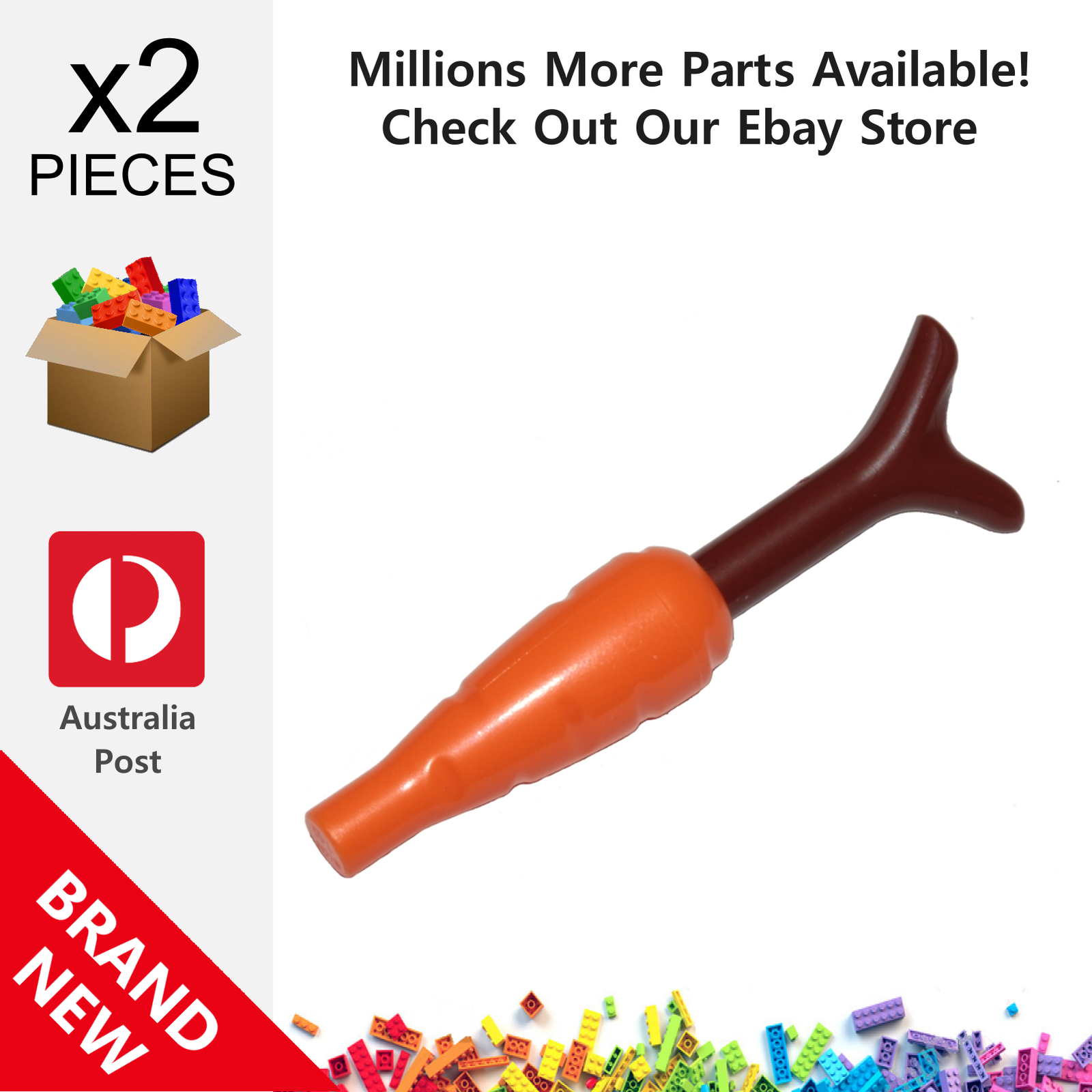 2x Genuine LEGO™ Orange Carrot with Reddish Brown Top 33172 New | eBay ...