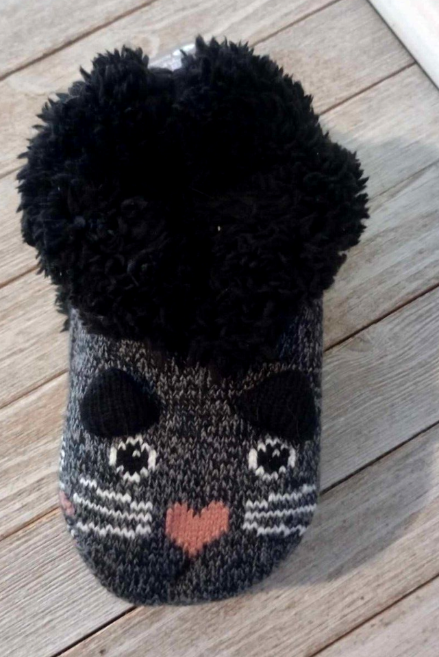 Secret Treasures Black Cat Slipper Socks Faux Fur Women's Size 4-10 | eBay