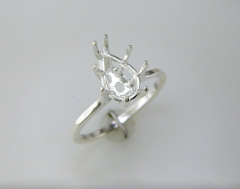 Pear Shape Solitaire 8 Prong Deep Ring Setting Sterling Silver | eBay
