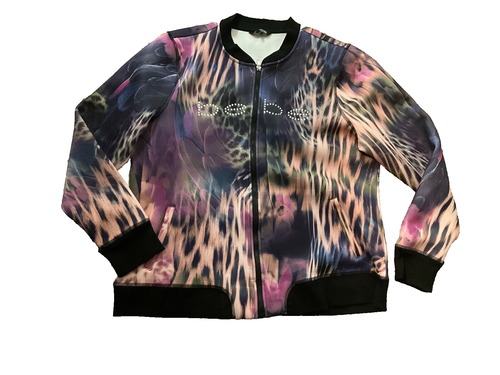 BEBE Sport Jacket Jacket Logo Zip Up Rhinestone Logo Stretch 2X | eBay