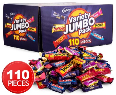 NEW Cadbury Variety Jumbo Pack 110 Pieces Assorted Fun Size 1.56kg ...