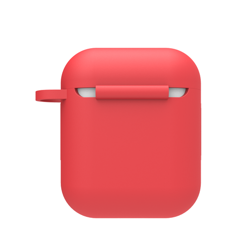 Apple AirPods Silicone Case Cover RED With Keychain for Airpod Charging ...