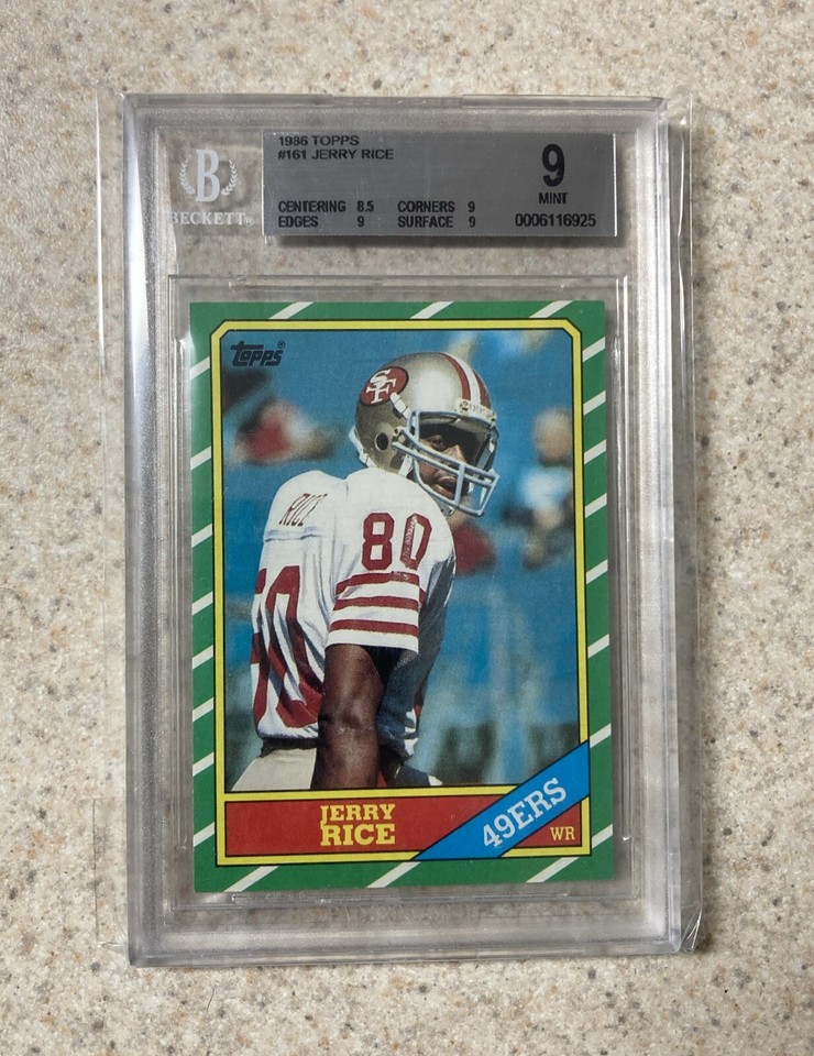 1986 Topps Football Jerry Rice Rookie Card RC #161 BGS 9 San Francisco ...