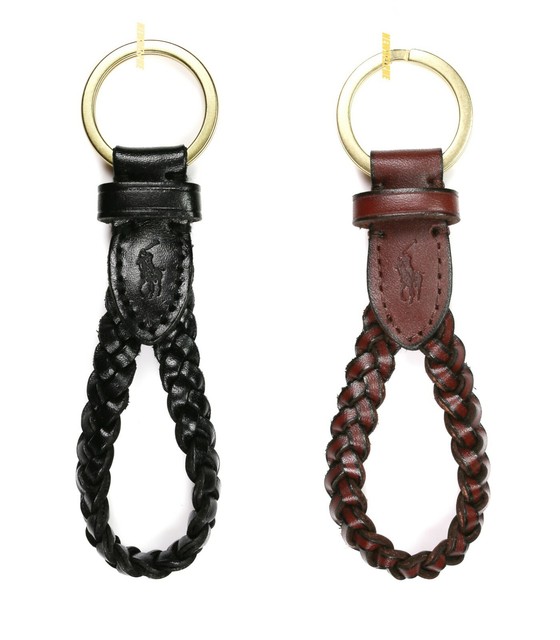 Polo Ralph Lauren Brown Leather Braided Fob Key Chain Keychain Keyring ...