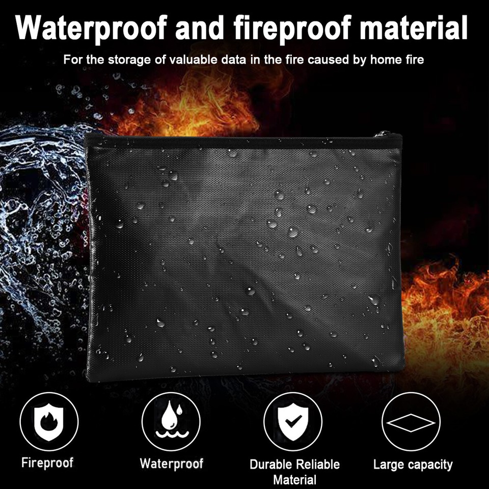 2000℉ Fire Proof money Bag Fireproof Document Pouch Waterproof Safe ...