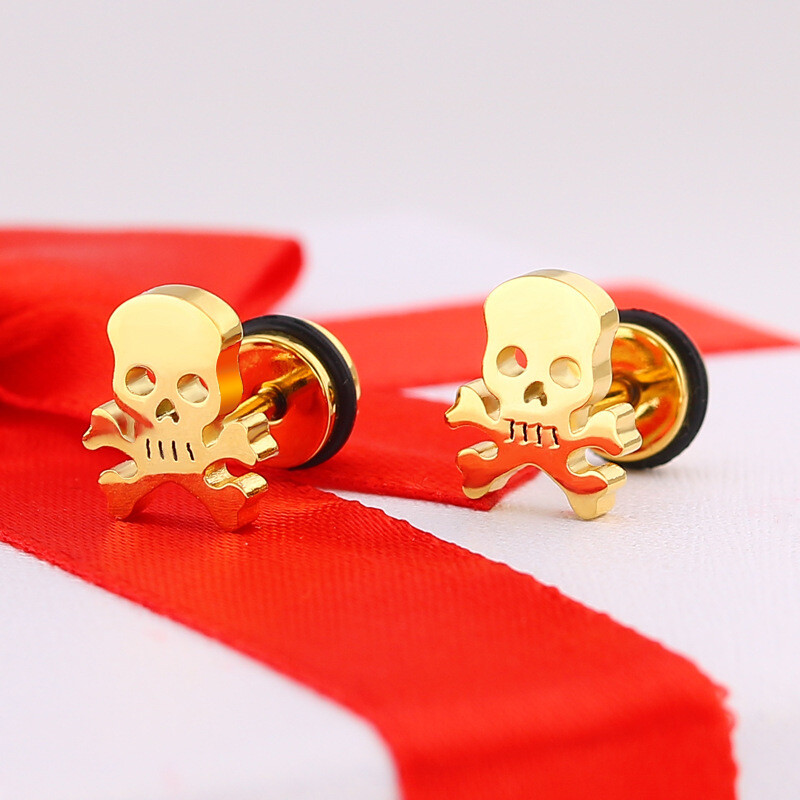 925 Silver plated Jewellery Scary Skull Ghost Smile Face Ear Stud ...