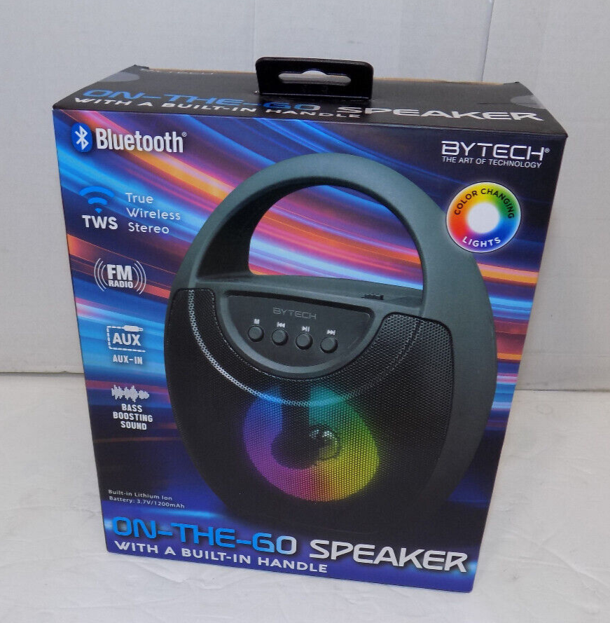 Bytech Bluetooth On the Go Speaker Color Changing Lights FM Aux In Mic ...