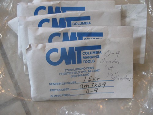 NEW LOT CMT Columbia Marking Tool Steel Stamp Set Character 3/32" 0-9 ...