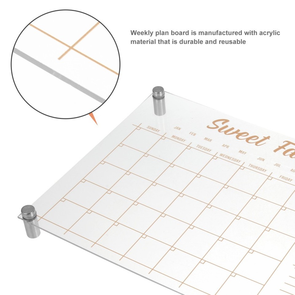 1 Set Reusable Weekly Write Board Desk Dry Erase Board Clear Dry Erase ...