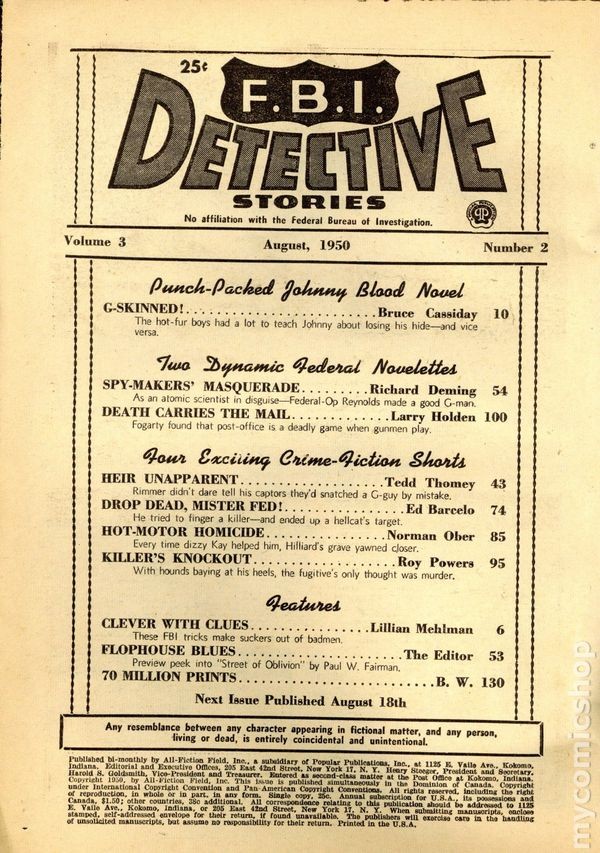 FBI Detective Stories Pulp Aug 1950 Vol. 3 #2 GD/VG 3.0 | eBay UK