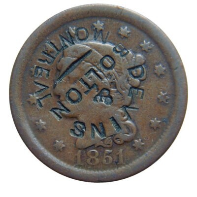 Large cent/penny 1851 counterstamp DEVINS & BOLTON mid grade | eBay