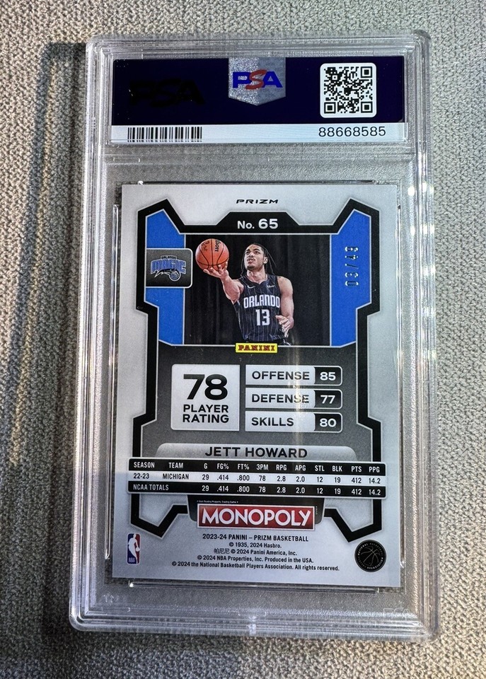 2023 Prizm Jett Howard Gold Rookie Card SP PSA 10 Orlando Magic Rc | eBay
