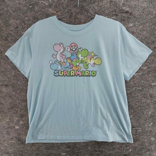Super Mario Men's T-Shirt Teal 2XL Nintendo Lightweight 50/50 Blend ...