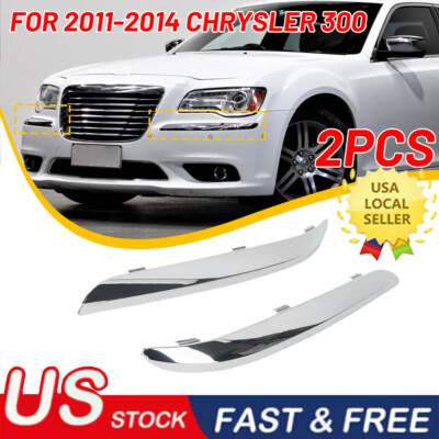 FOR 2011-2014 CHRYSLER 300 FRONT BUMPER MOLDING CHROME TRIM SET LH & RH ...