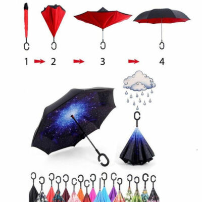 OMBRELLO INVERSO REVERSIBILE APERTURA AL CONTRARIO ROVESCIATO MODA ANTI ...