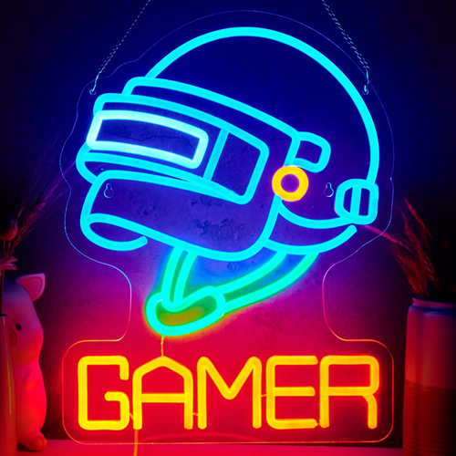 PUBG Gamer Neon Sign K6-3 Helmet Neon Sign for Wall Decor Level-3 ...