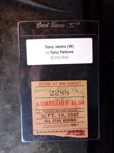 Vintage 9/19/1947 Tony Janiro (W) vs Tony Pellone Boxing Ticket Stub ...