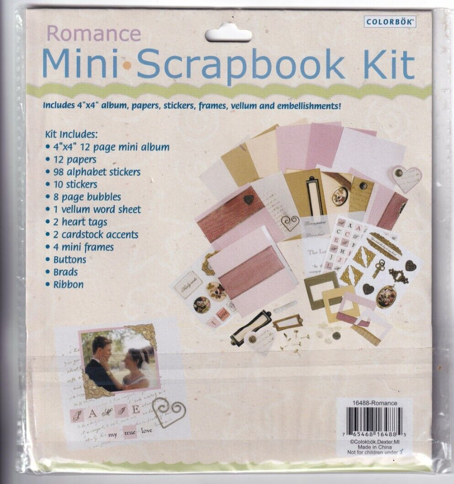Colorbok Romance Mini Scrapbook Kit 12 Page 4 x 4 Album Plus ...
