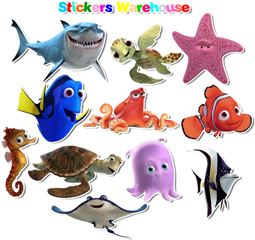 Finding nemo theme Vinyl Stickers set for bathroom kids room decoration ...
