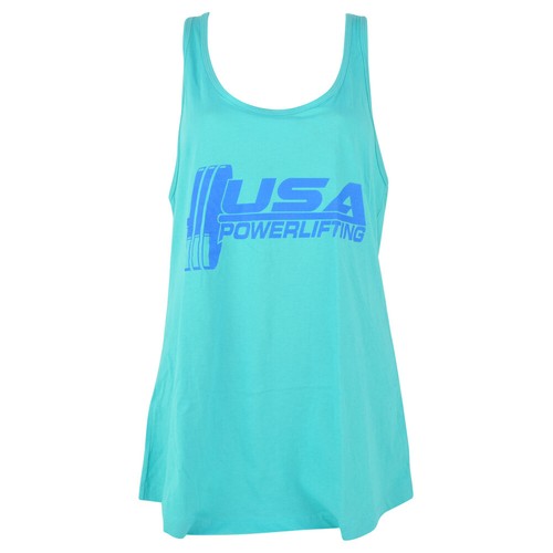 USA Powerlifting Weight Gym Aqua Tank Top No Sleeves Womens Ladies ...