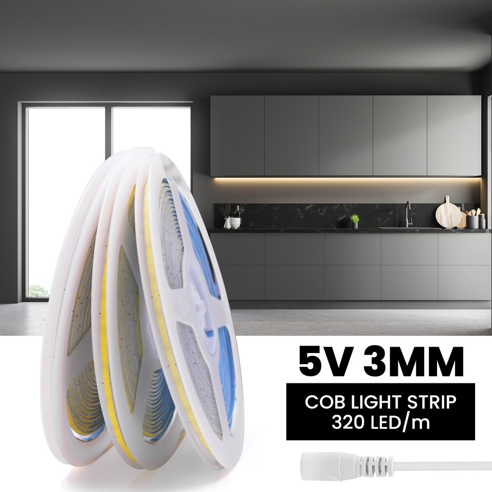 COB LED Light Strip Thin 3mm LED Strip 5V Flexible Tape Lights For Room ...