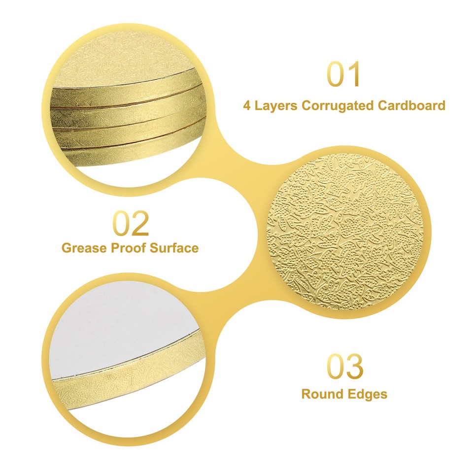 4pcs Cake Boards, 10/12 Inch Round Cake Drum Circle Cake Base Gold ...