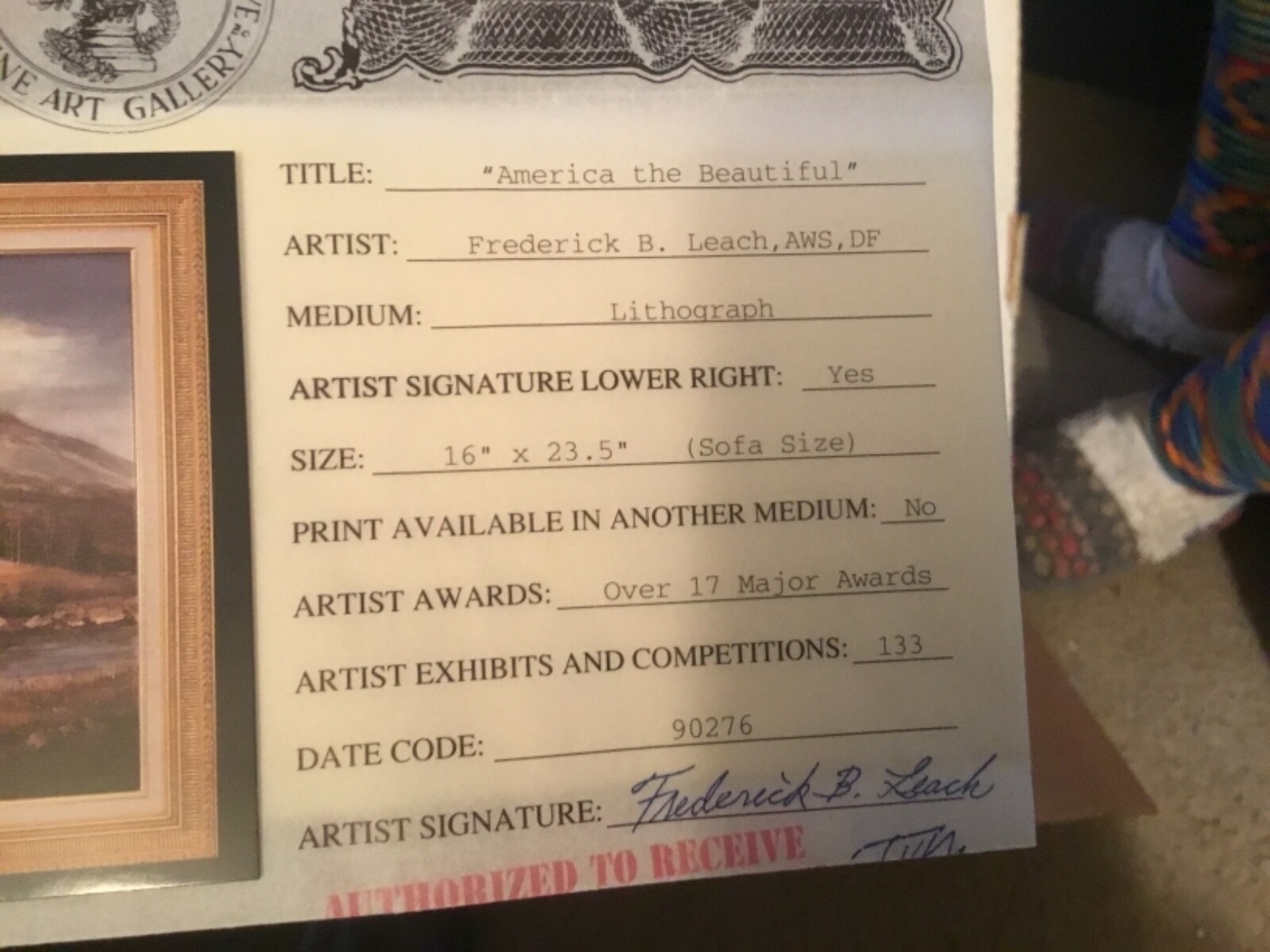 Frederick B. Leach , AWS, DF Artest Signed Framed Lithogragh | eBay