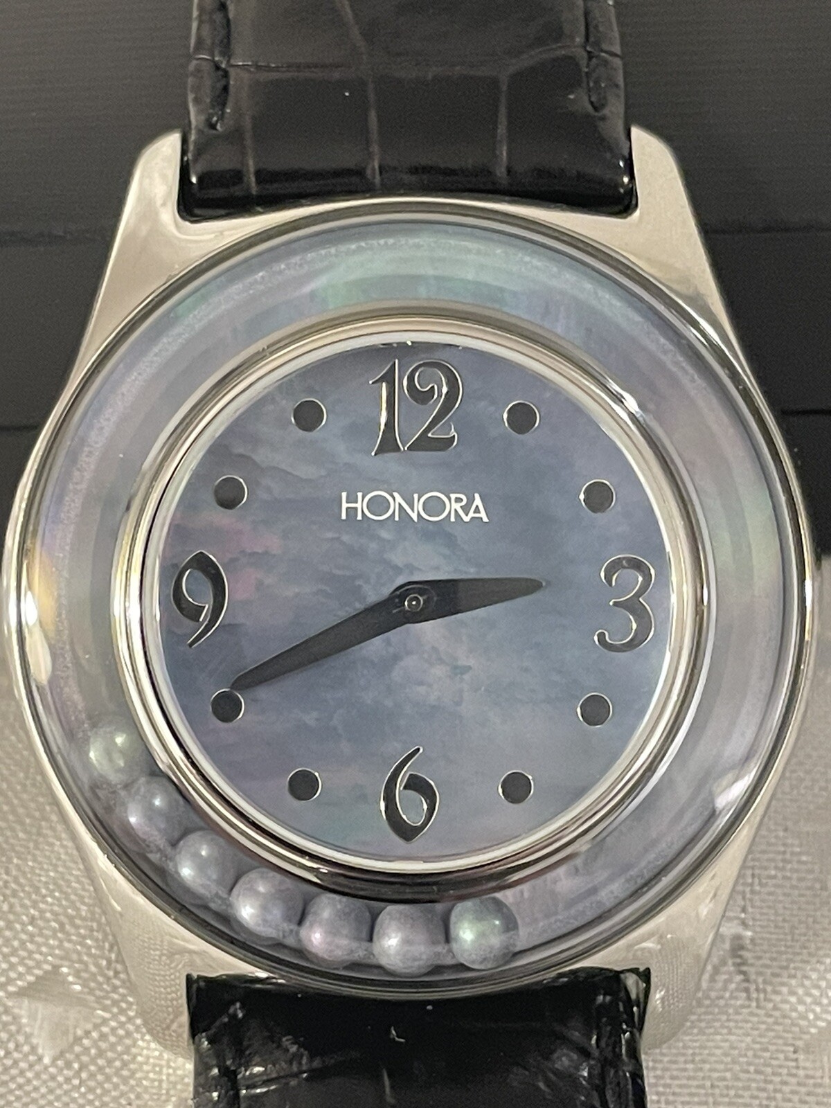 BoGo50% HONORA MOTHER of PEARL FLOATING BLACK PEARLS WATCH QUARTZ ...