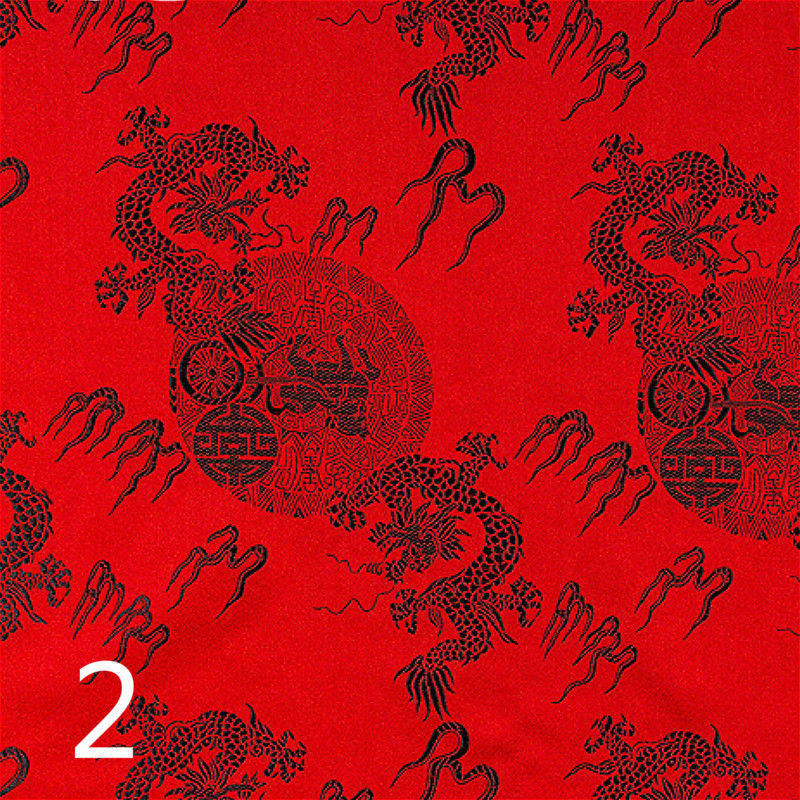 Chinese Brocade Fabric Dragon Design Costume DIY Silky Satin Retro 1M ...