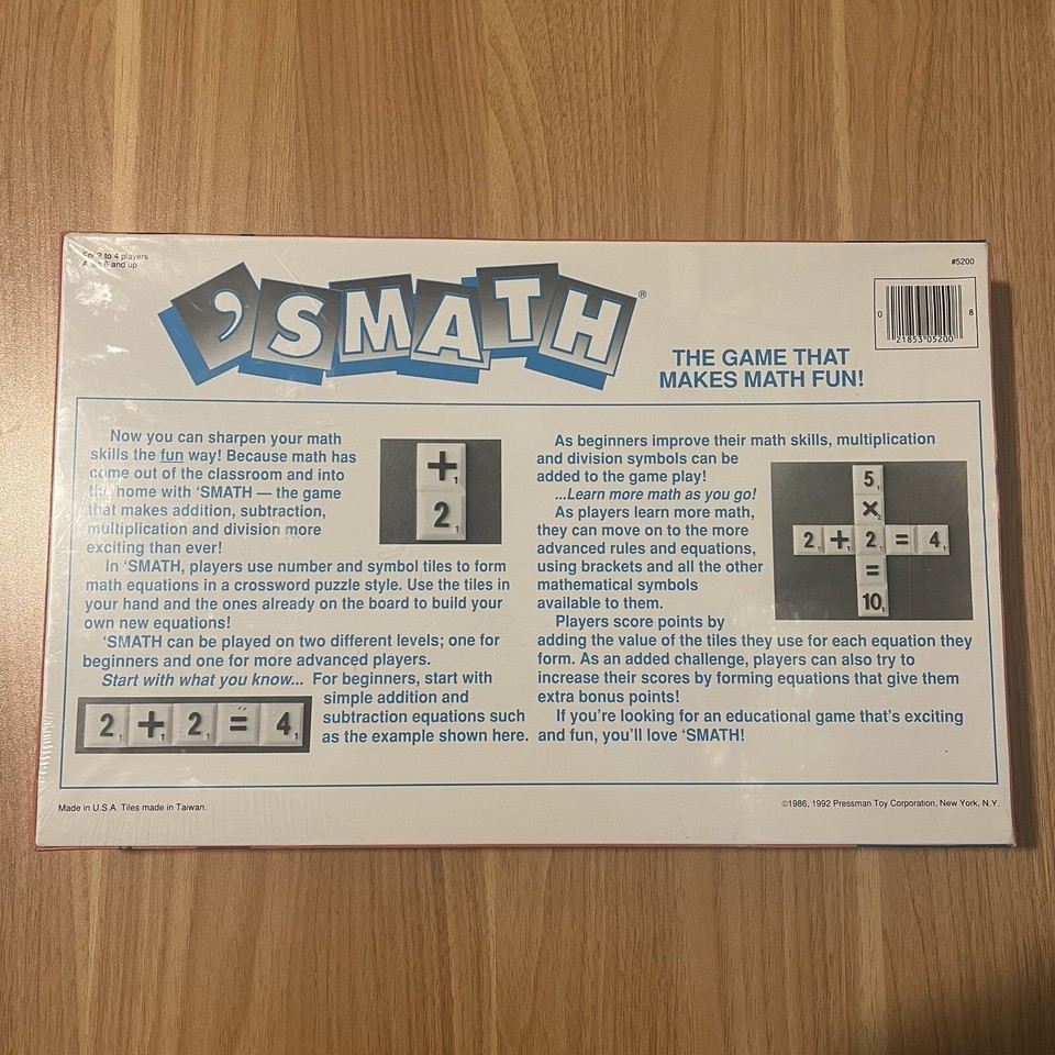 Smath The Board Game That Makes Math Fun Vintage Sealed Learning Game 1992 | eBay