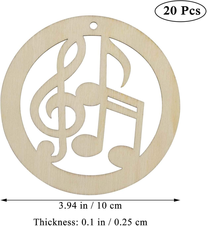 20Pcs Music Notes Shaped Wood DIY Craft Cutouts Musical Notes ...