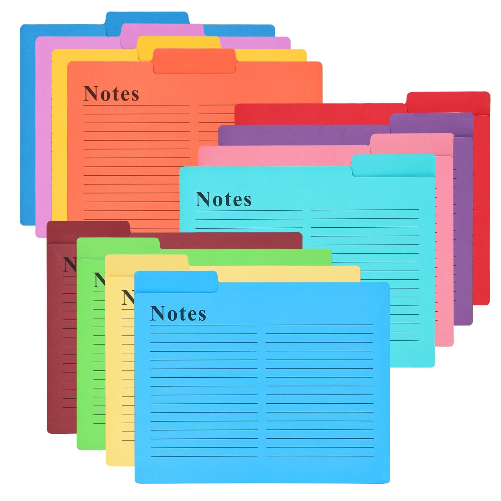 36 Pack Lined File Folders Heavyweight File Folders 12 Vibrant Colors ...