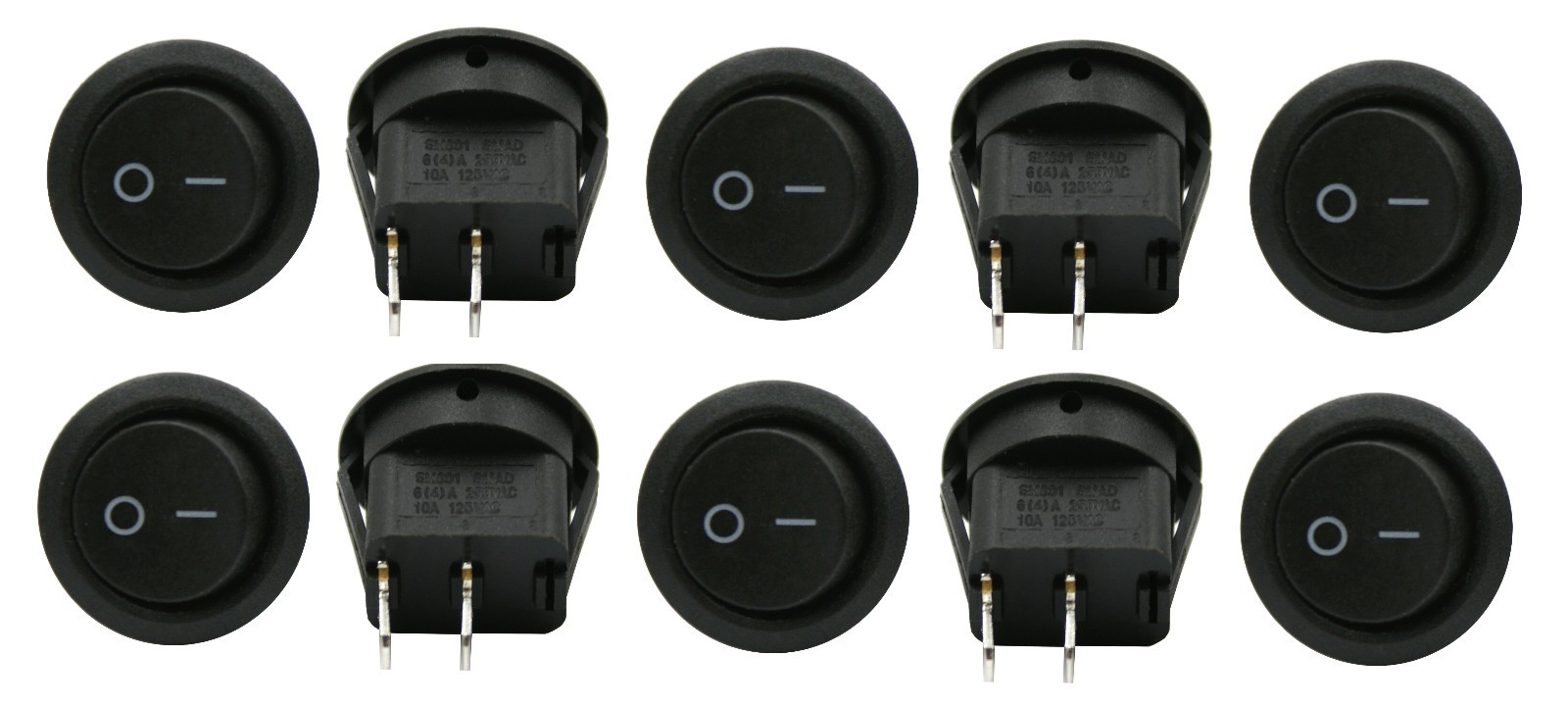 10 PACK 6A 250V 10A 125V SPST ON/OFF 2 POSITION MINI ROUND ROCKER ...