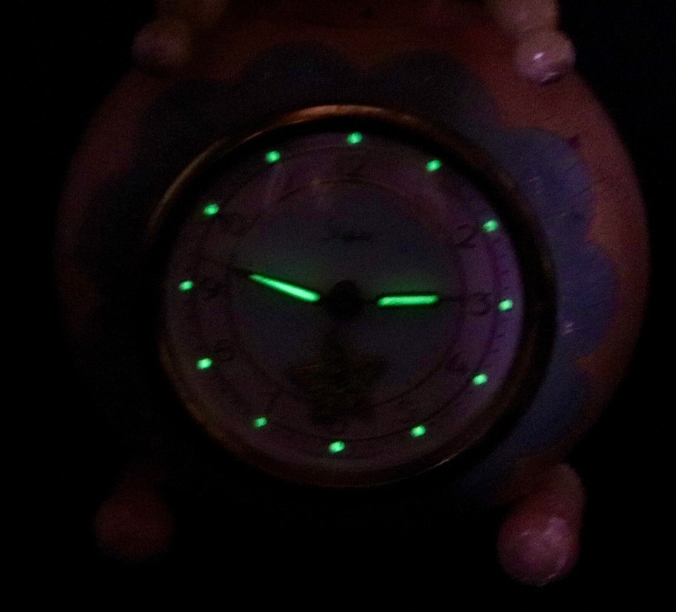 Sheffield West Germany Wind Up Clock Pink Folk Art Girl Luminous Hands ...