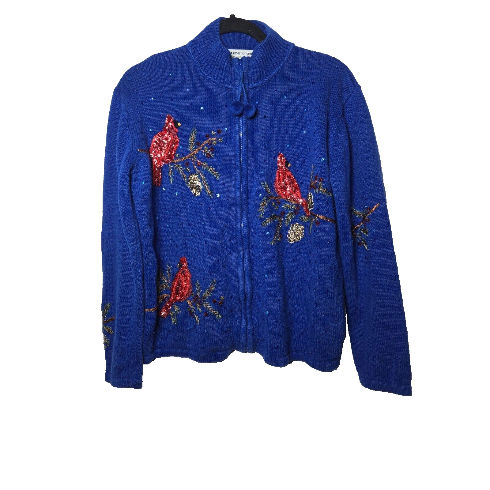 Tiara international Womens Cardinal Beaded Full Zip S… - Gem