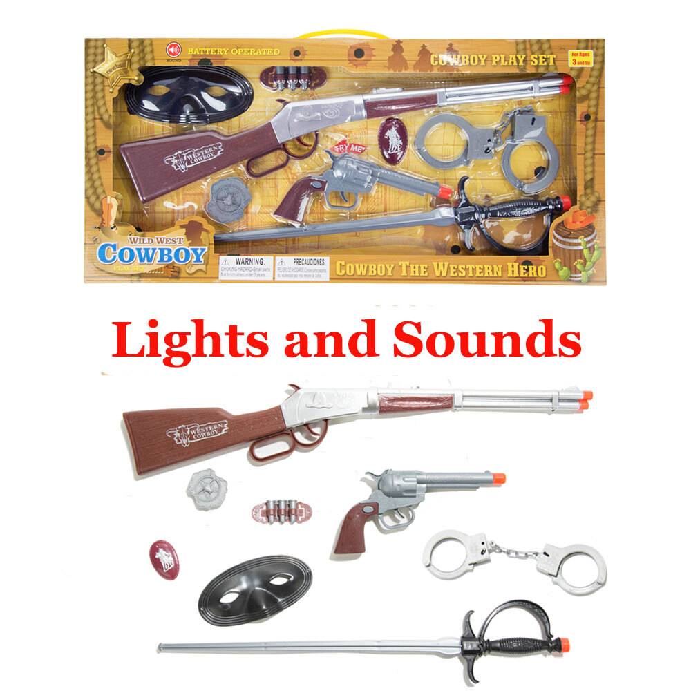 Kids Toy Gun Wild West Cowboy Pretend Role Play Set Rifle Pistol Sword ...