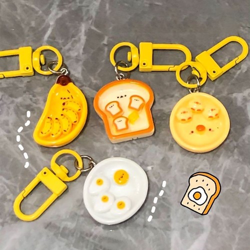 1Pcs Breakfast Plate Toast Banana Key Pendant Key Ring Ornament for ...