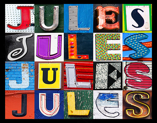 JULES Name Poster featuring photos of actual sign letters | eBay