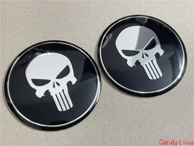 2x Motorcycle Round Fuel Gas Tank Badge Fairing Punisher Skull Decal ...