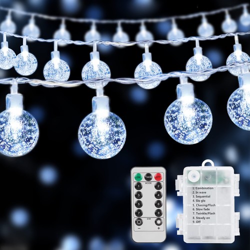 Outdoor String Lights Battery Operated - 33FT 100LED String Lights ...