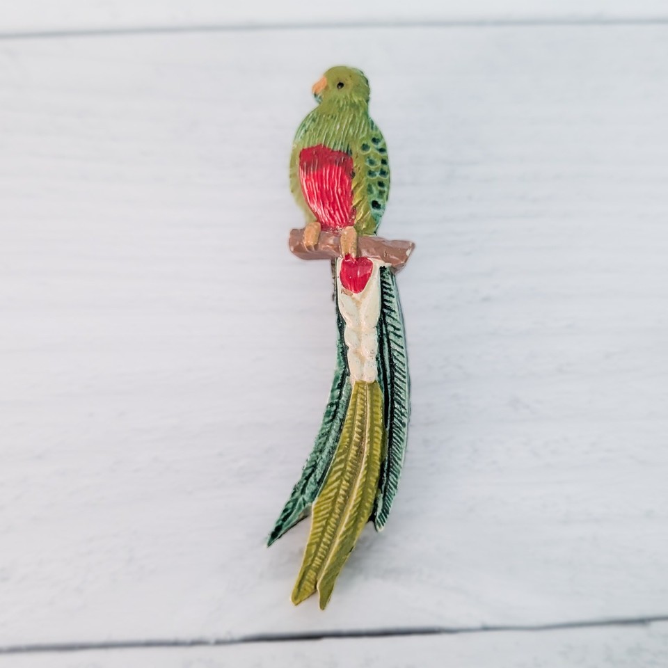 Vintage Brooch / Vintage Pin Parrot Green & Red Long Tail Statement | eBay