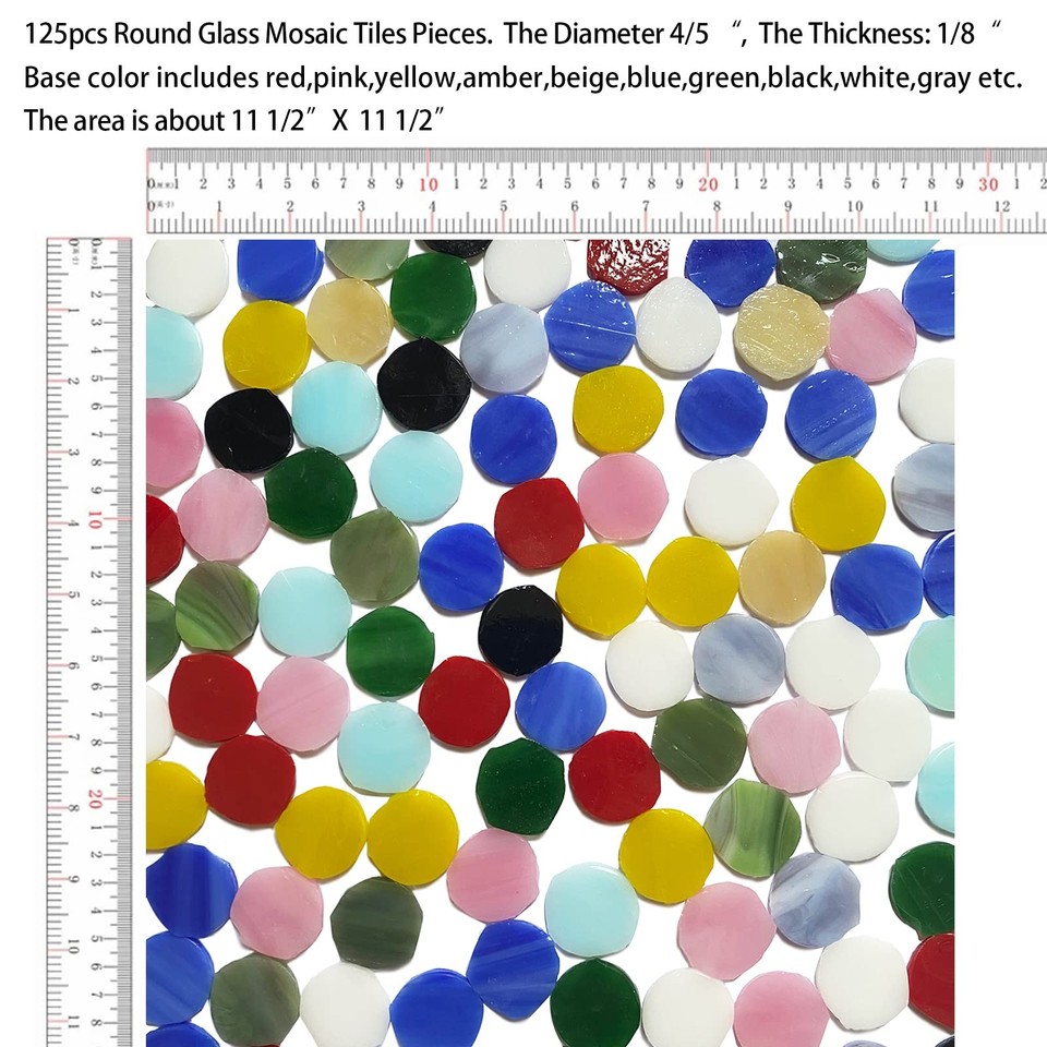KALUCION 4/5 Magic Iridescent Round Circle Glass Mosaic Tiles for ...