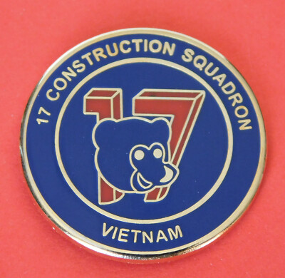 17 CONSTRUCTION SQUADRON LAPEL BADGE ENAMEL & GOLD PLATED 25MM WITH ...