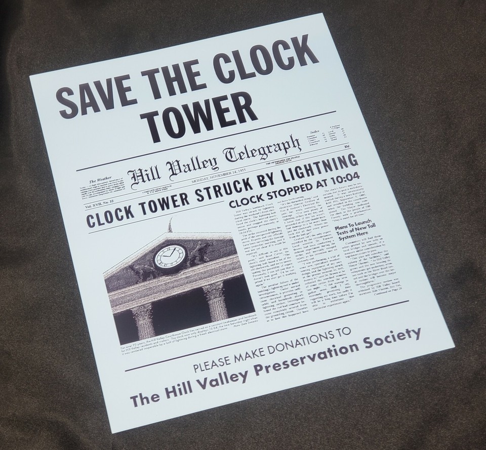 Back to the Future - Save The Clock Tower Flyer Photo Reproduction Prop ...