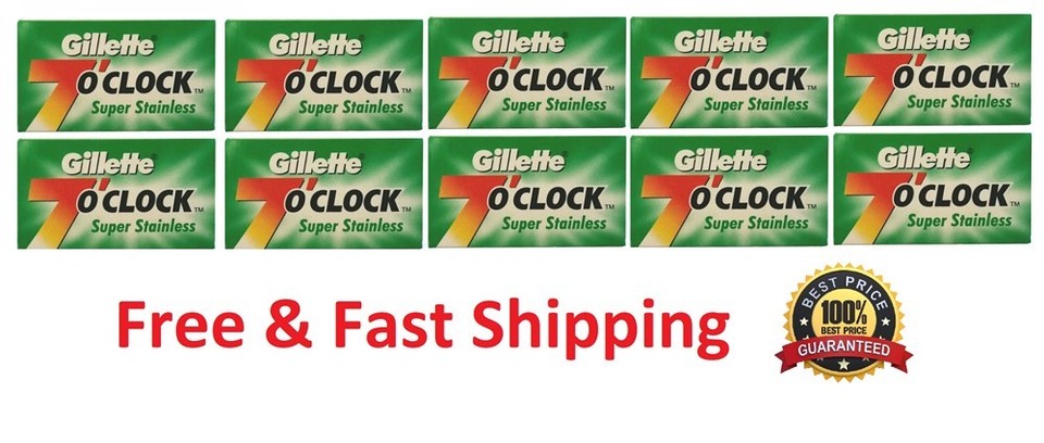 Sterling Razor 100 Gillette 7 o'clock Double Edge Blades Classic Safety ...