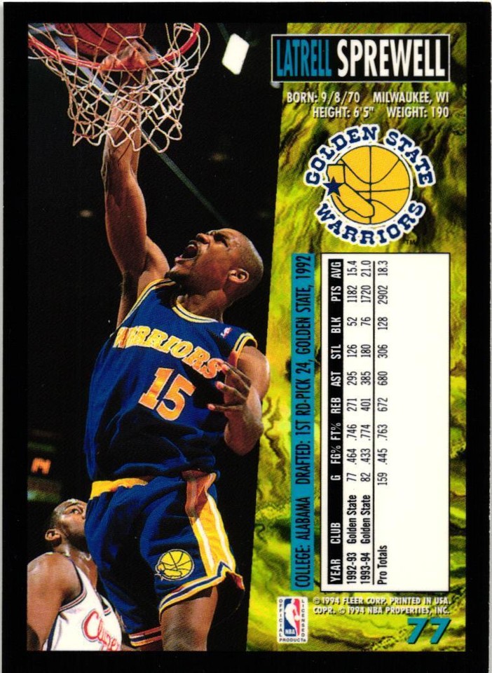 1994 Fleer 77 Latrell Sprewell Golden State Warriors | eBay