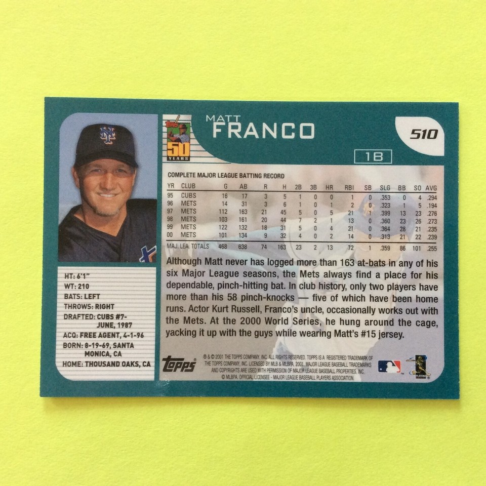 2001 Topps #510 Matt Franco New York Mets | eBay